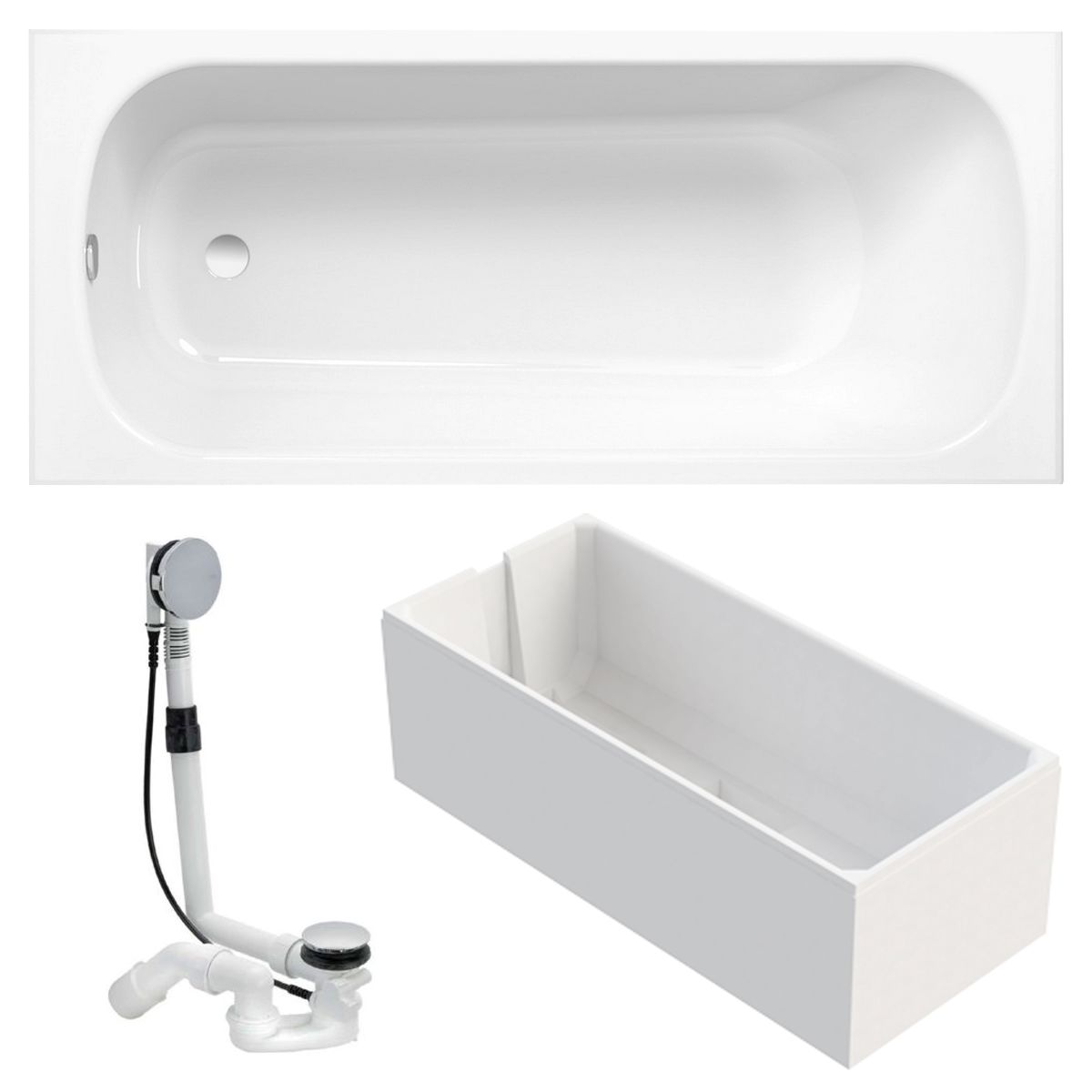 Bette Form Stahl-Badewanne 170x75 cm mit Träger mit Ab- u ...